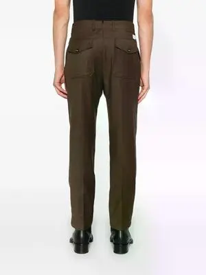 MANUEL RITZ Pleated Virgin Wool Blend Flannel Trousers - Brown