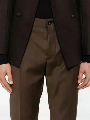 MANUEL RITZ Pleated Virgin Wool Blend Flannel Trousers - Brown