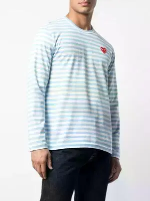 Play Comme Des Garcon Striped Logo T-shirt