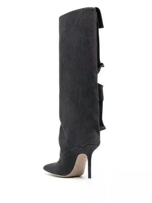Attico Sienna 105mm Denim Boots - Grey