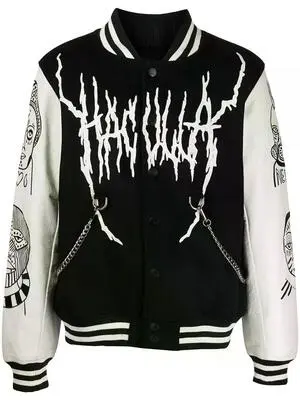 HACULLA. Leather-sleeve Varsity Jacket - Black