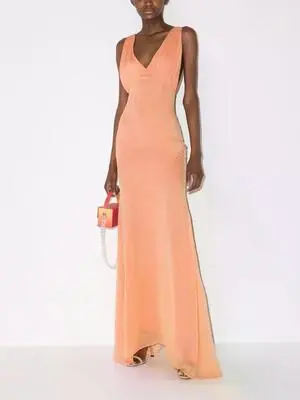 DE LA VALI Moss Chiffon Gown