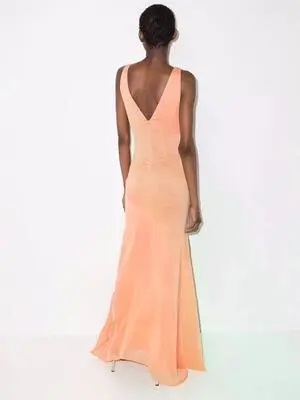 DE LA VALI Moss Chiffon Gown