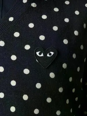 Comme Des Garçons Polka-dot V-neck Sweater