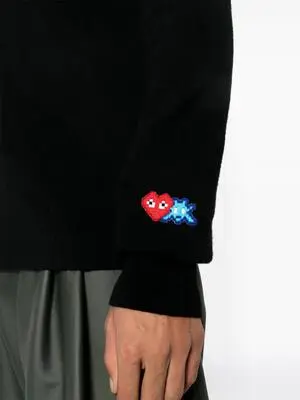 Play Comme Des Garcon X The Artist Invader Wool Cardigan - Black