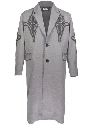 HACULLA. Single-breasted Wool Coat With Graphic Print