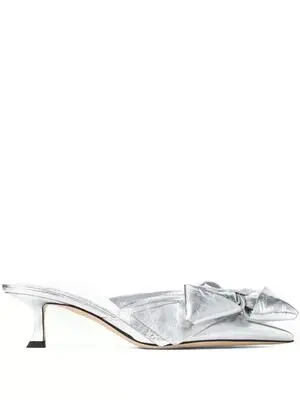 Jimmy Choo Silver Tone Mules Clogs For Women