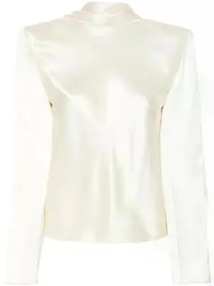 Saint Laurent Cowl-back Silk Blouse - White