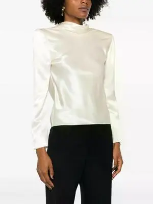 Saint Laurent Cowl-back Silk Blouse - White