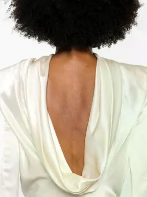Saint Laurent Cowl-back Silk Blouse - White
