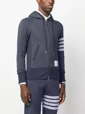 Thom Browne Signature 4-bar Stripe Hoodie - Grey