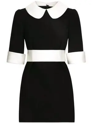 Dolce & Gabbana Virgin Wool Minidress With Peter Pan Collar - Black