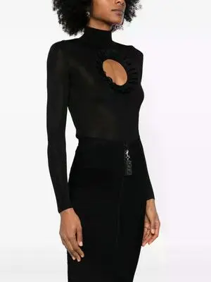 SELF-PORTRAIT Cut-out Detail Knitted Bodysuit - Black