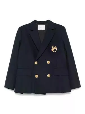 Sacai Logo-embroidered Double-breasted Blazer