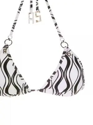 AMIR SLAMA Wave-print Triangle Bikini Set