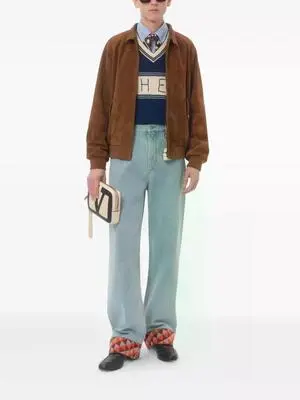 Valentino Garavani Suede Bomber Jacket With Mock Neck