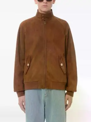 Valentino Garavani Suede Bomber Jacket With Mock Neck