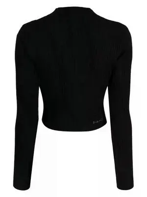 FENG CHEN WANG Asymmetric Ribbed-knit Jumper - Black
