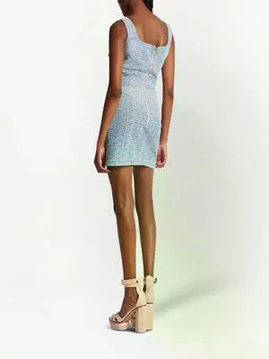 Balmain All-over Monogram Denim Dress