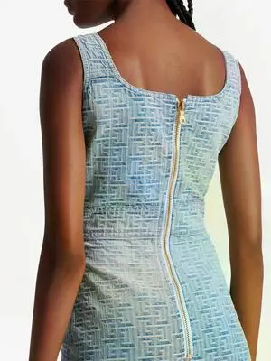 Balmain All-over Monogram Denim Dress