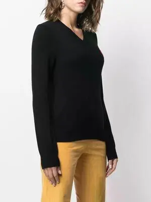 Play Comme Des Garcon V-neck Top With Embroidered Heart