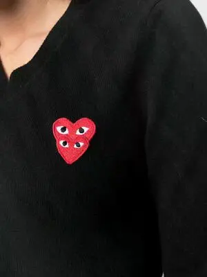 Play Comme Des Garcon V-neck Top With Embroidered Heart