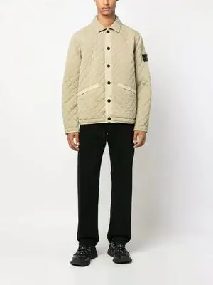 Stone Island Quilted Press-stud Fastening Bomber Jacket - Green