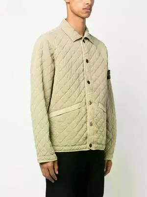 Stone Island Quilted Press-stud Fastening Bomber Jacket - Green