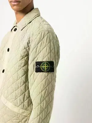 Stone Island Quilted Press-stud Fastening Bomber Jacket - Green