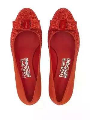 FERRAGAMO Vara Bow Crystal Embellished Pumps - Red