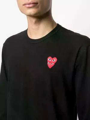 Play Comme Des Garcon Embroidered Two Heart T-shirt