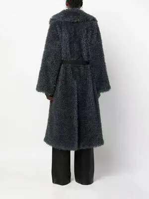 Ermanno Scervino Belted Shearling Wool Coat