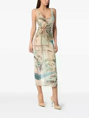 Philipp Plein Abstract-print Midi Dress