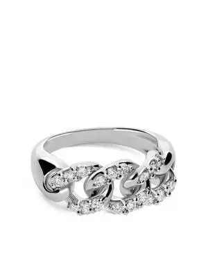 LEO PIZZO 18kt White Gold Groumette Diamond Ring - Silver