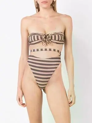 AMIR SLAMA Stripe-print Bandeau Bikini