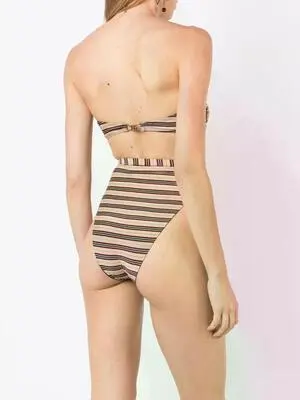 AMIR SLAMA Stripe-print Bandeau Bikini