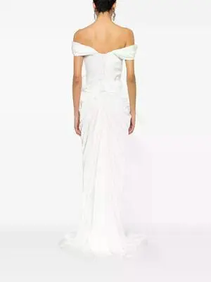 ANA RADU Floral-appliqué Draped Gown