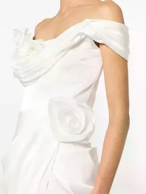 ANA RADU Floral-appliqué Draped Gown