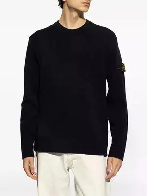 Stone Island Compass-motif Wool Sweatshirt - Blue