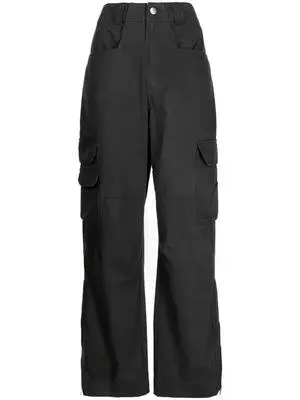 Goen.j Charcoal Cotton Wide-leg Cargo Pants - Grey