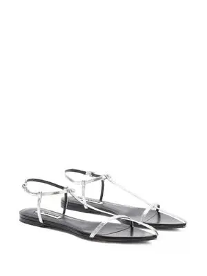 JIL SANDER Pointed Open-toe Leather Sandals - Grey
