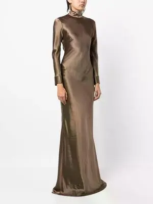 Michelle Mason Open-back Long-sleeve Gown