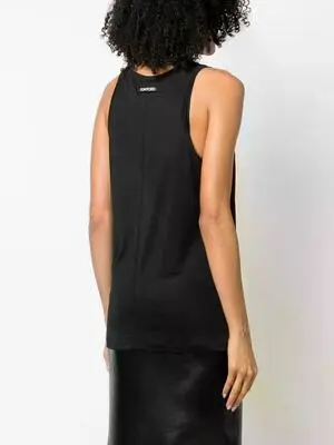 TOM FORD Logo-patch Silk Tank Top - Black