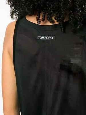 TOM FORD Logo-patch Silk Tank Top - Black