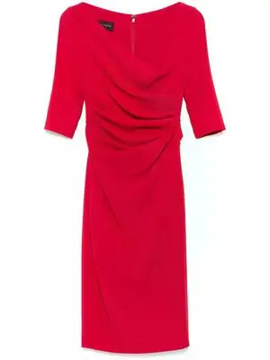 Talbot Runhof Ruched Midi Dress