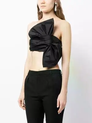 BAMBAH Cropped Bow Detail Tube Top - Black