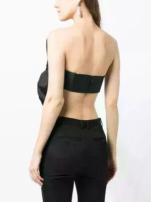 BAMBAH Cropped Bow Detail Tube Top - Black