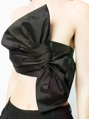 BAMBAH Cropped Bow Detail Tube Top - Black