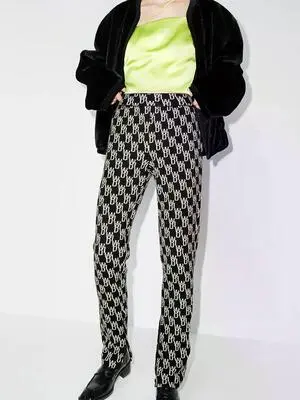 We11Done Monogram Knitted Trousers - Black