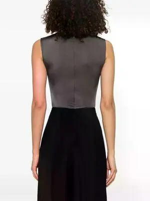 MUGLER Logo-embossed Sleeveless Bodysuit - Grey